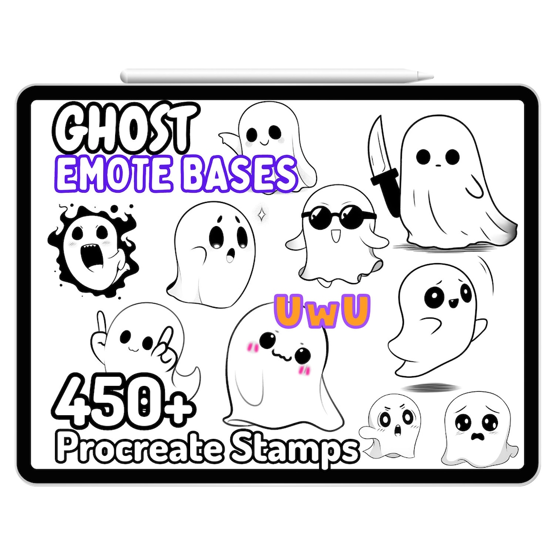Procreate Cute Ghost Emote Base Twitch Discord Badges Halloween Spooky ...
