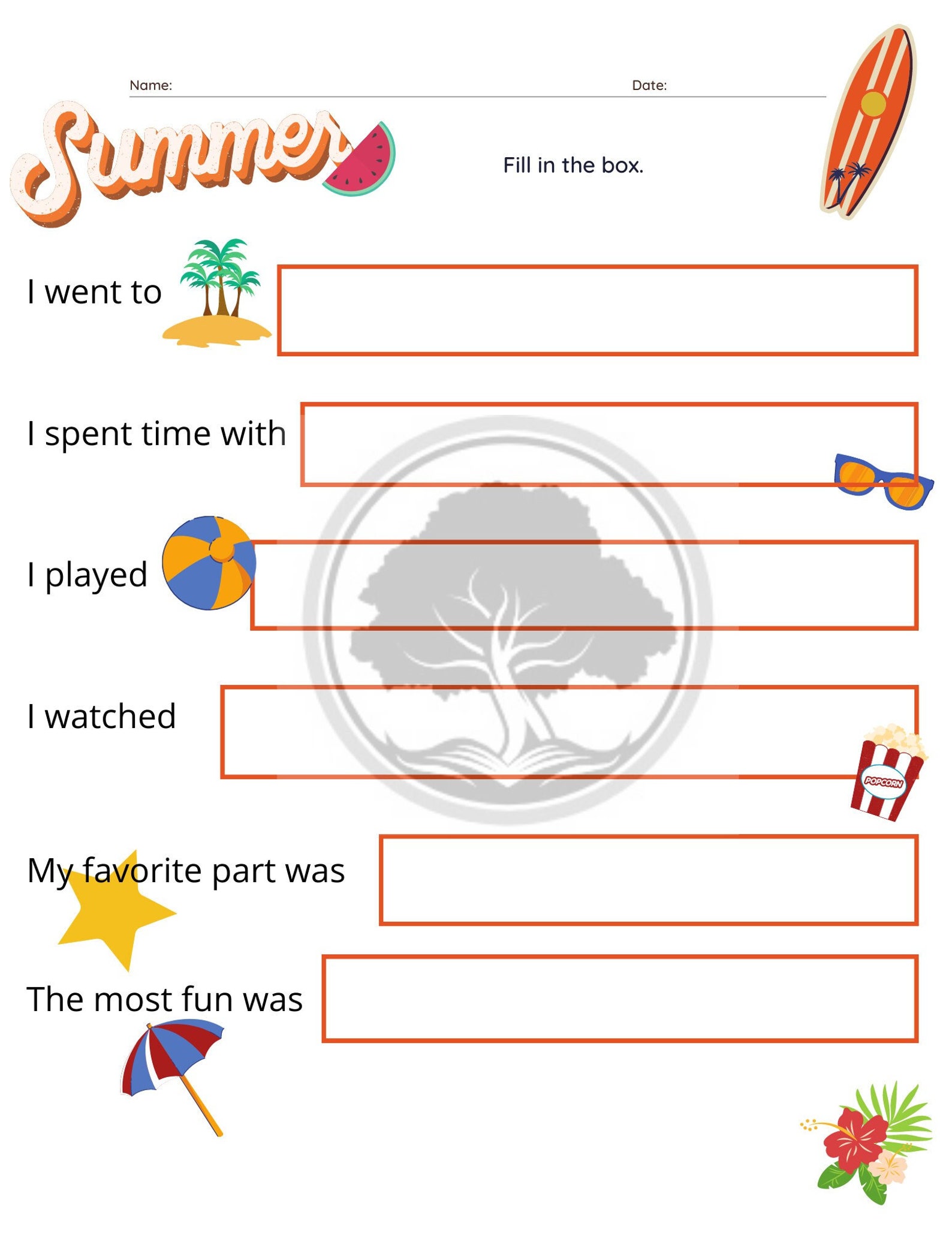 What I Did This Summer Worksheet, Printable, Digital Download, PDF ...