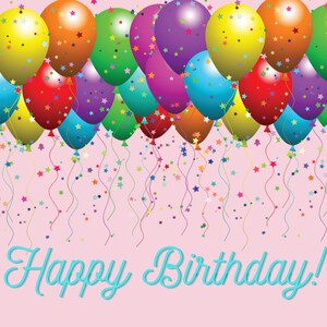 Happy Birthday, Birthday Card, Pink, Balloons, Printable, PDF, PNG ...