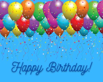 Happy Birthday, Birthday Card, Pink, Balloons, Printable, PDF, PNG ...