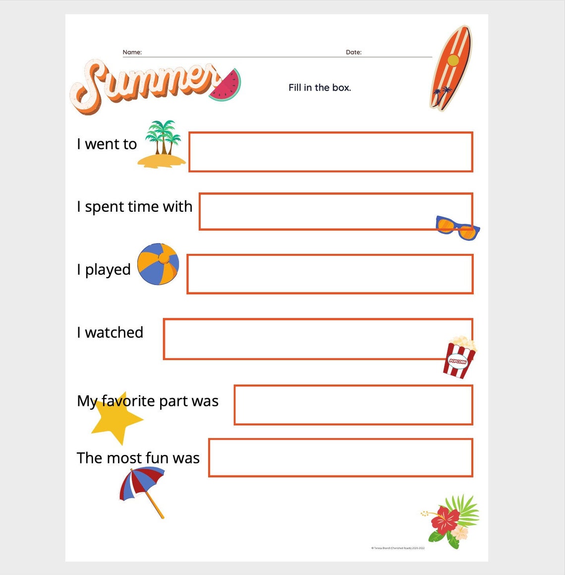 What I Did This Summer Worksheet, Printable, Digital Download, PDF ...
