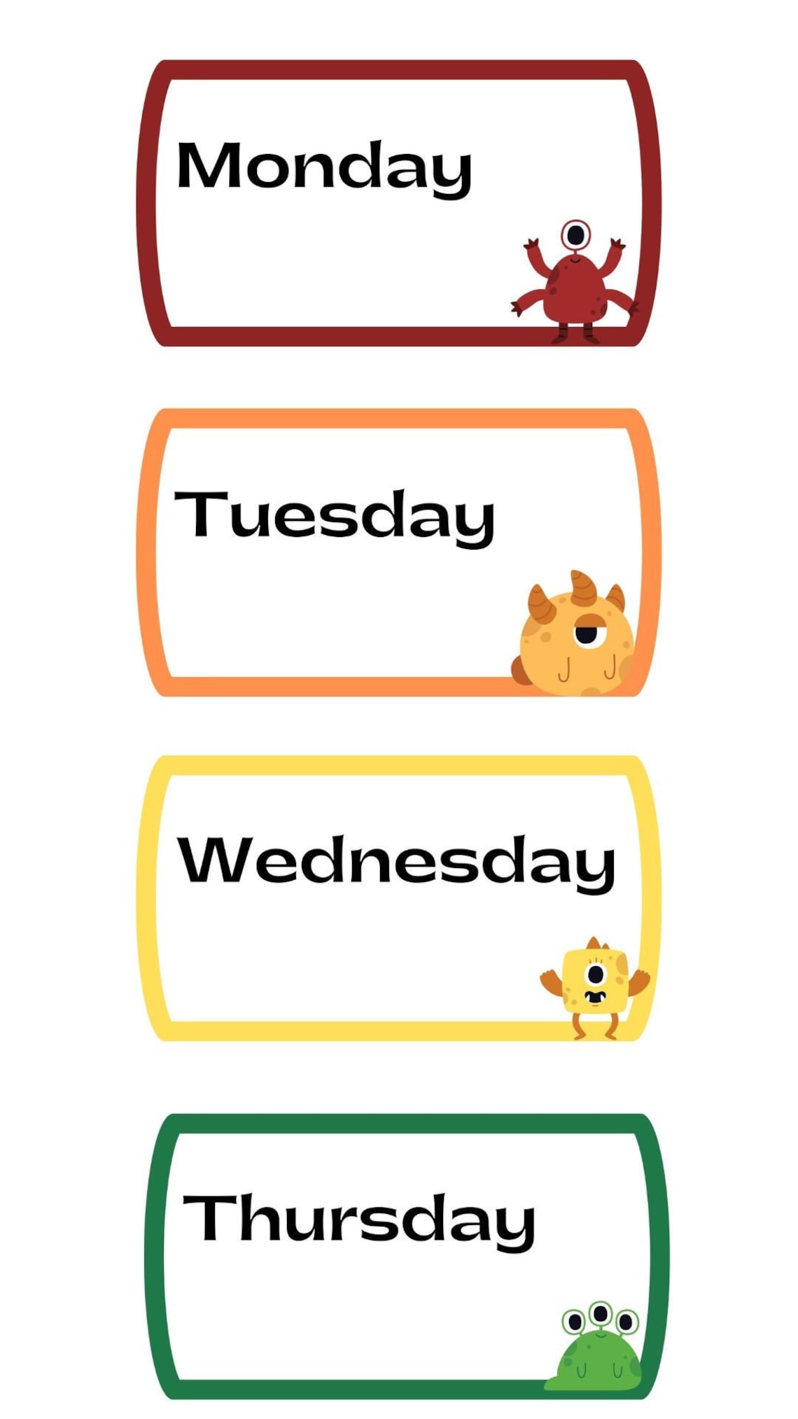 Days of the Week, Printable, Digital Download, PDF, Learning, Education ...