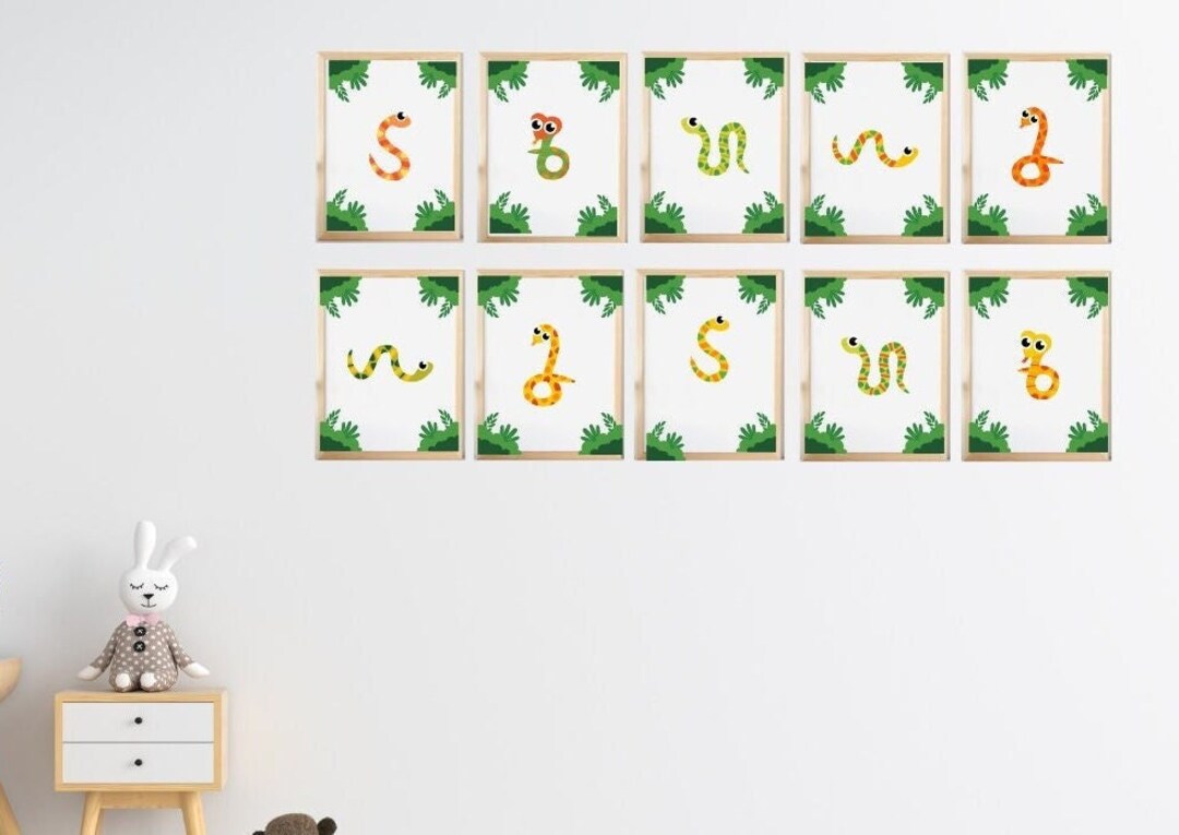 Snake Wall Art, Tropical, Green, Nursery Art, Nursery Decor, Childrens ...
