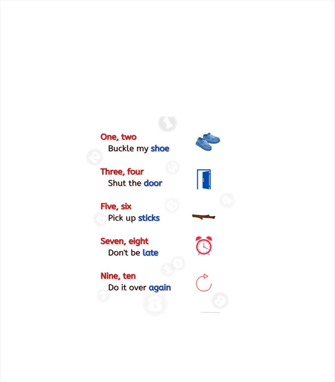 Numbers Rhyme, Poster, Counting, Printable, Digital Download, PDF ...