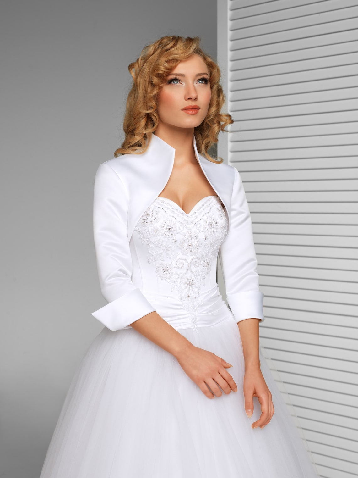 Ladies Wedding Bridal Satin Jacket With Three Quarter Sleeves B13 - Etsy