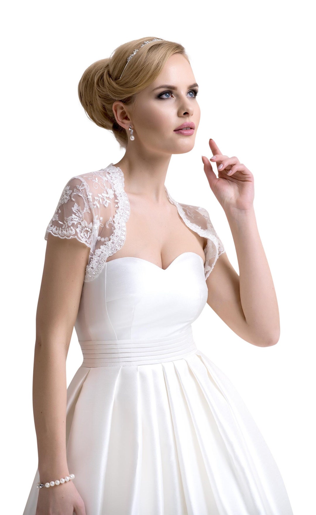 Ladies Wedding Bridal Lace Jacket Short Cap Sleeves LJ-79 - Etsy