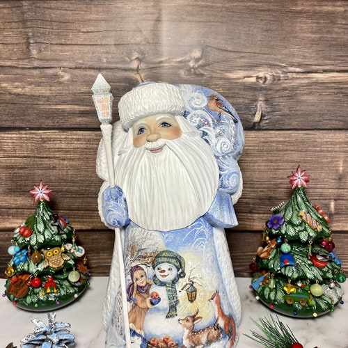 Wooden Christmas Standing Santa Claus With Christmas Tree - Etsy