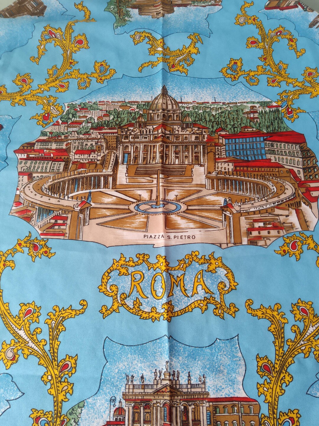 Vintage Rome Tourist Scarf, Vintage Travel Roma, Italy Dress Scarf ...