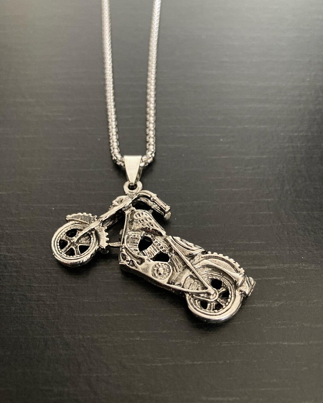 Motorcycle Biker Necklace, Motorbike Stainless Steel Pendant, Biker ...