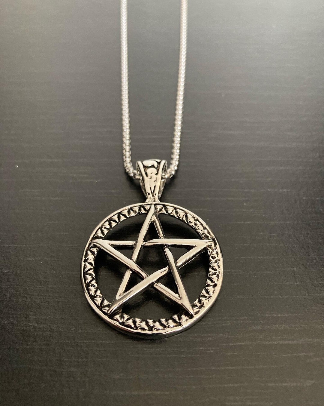 Pentagram Necklace Stainless Steel, Goth Pagan Pendant, Wicca Witch ...