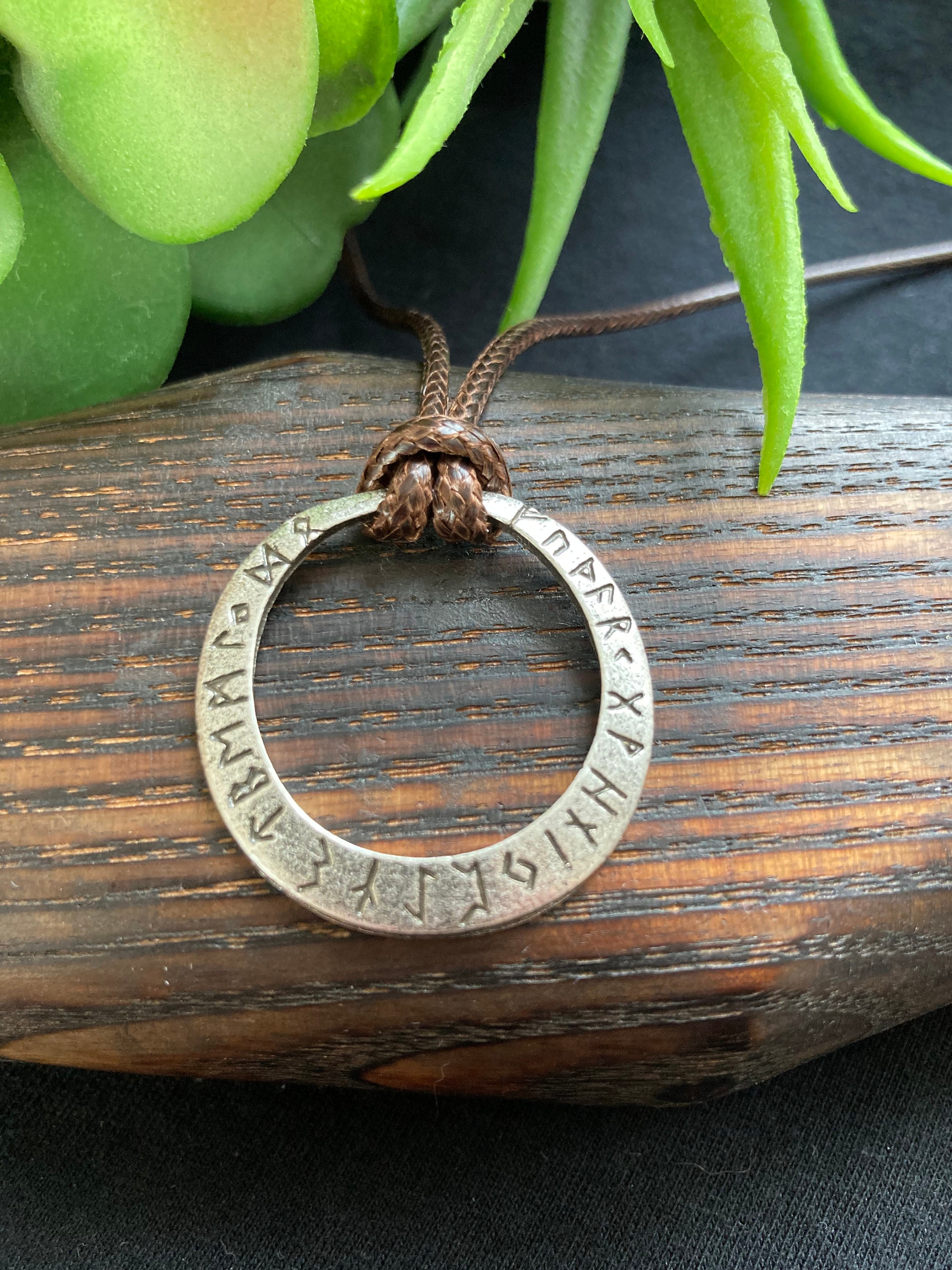 Viking Rune Ring Pendant Necklace, Talisman Futhark Norse Jewellery ...