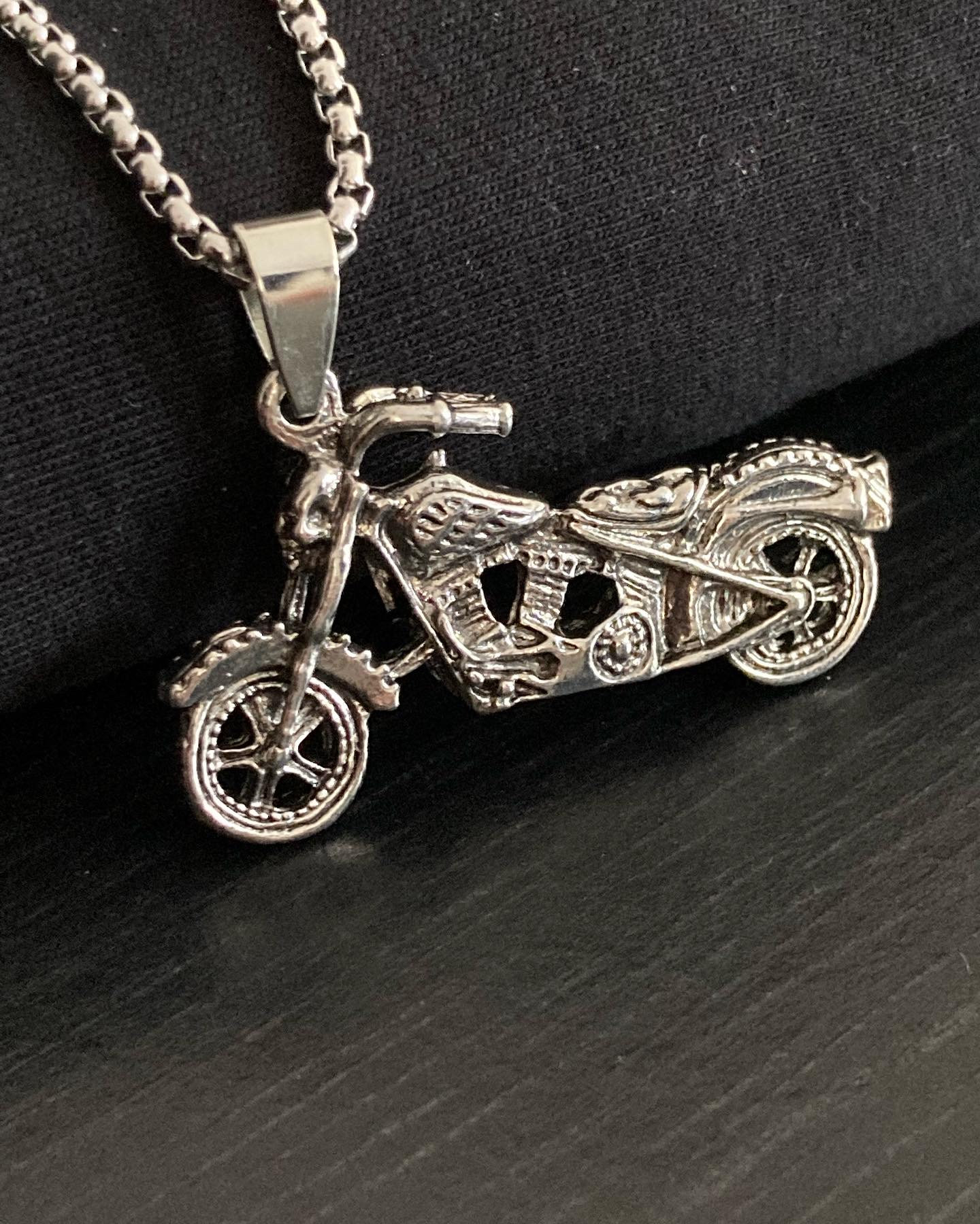 Motorcycle Biker Necklace, Motorbike Stainless Steel Pendant, Biker ...