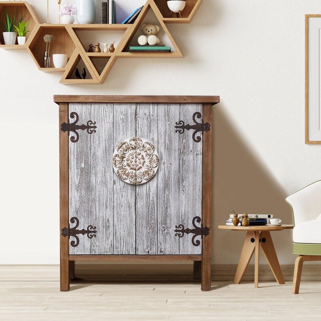 Vintage Storage Cabinet Solid Wood Rustic Livingroom Bedroom Furniture ...