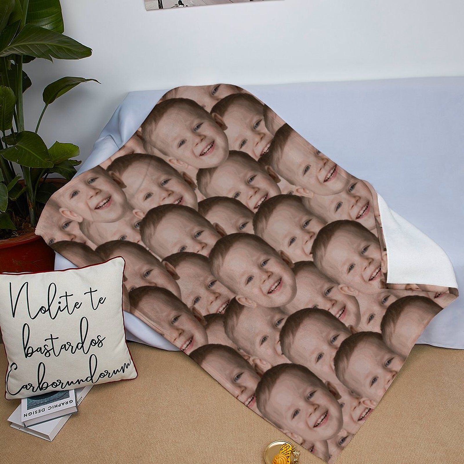 Custom Face Blanket Personalized Photo Blanket Funny Memorial Blanket ...