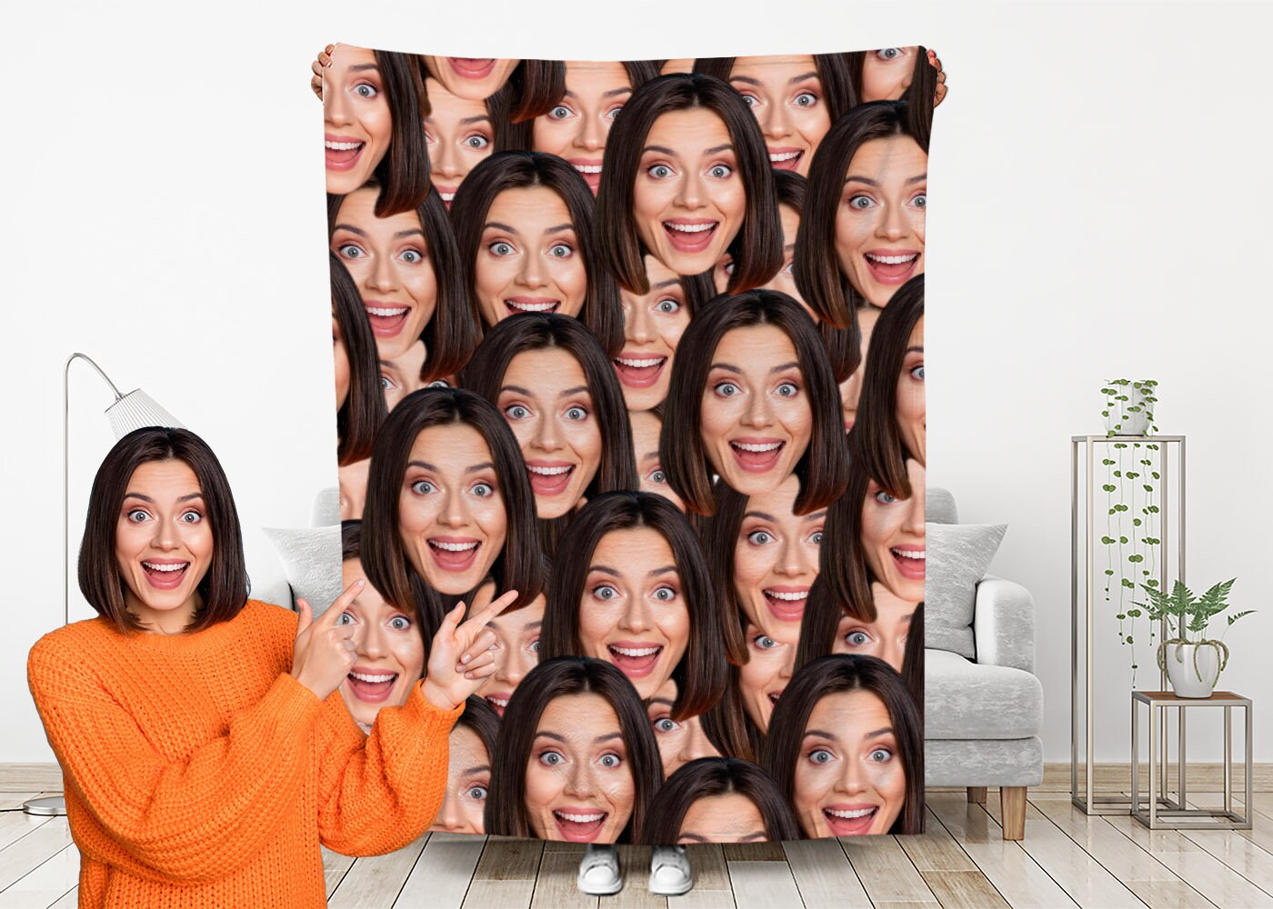 Custom Face Blanket Personalized Photo Blanket Funny Memorial Blanket ...