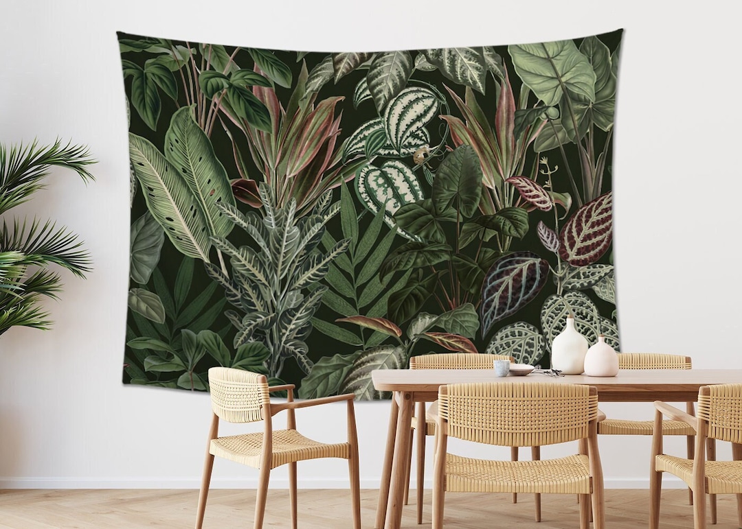 Vintage Plants Tapestry Botanical Landscape Wall Hangings Green Leaf ...