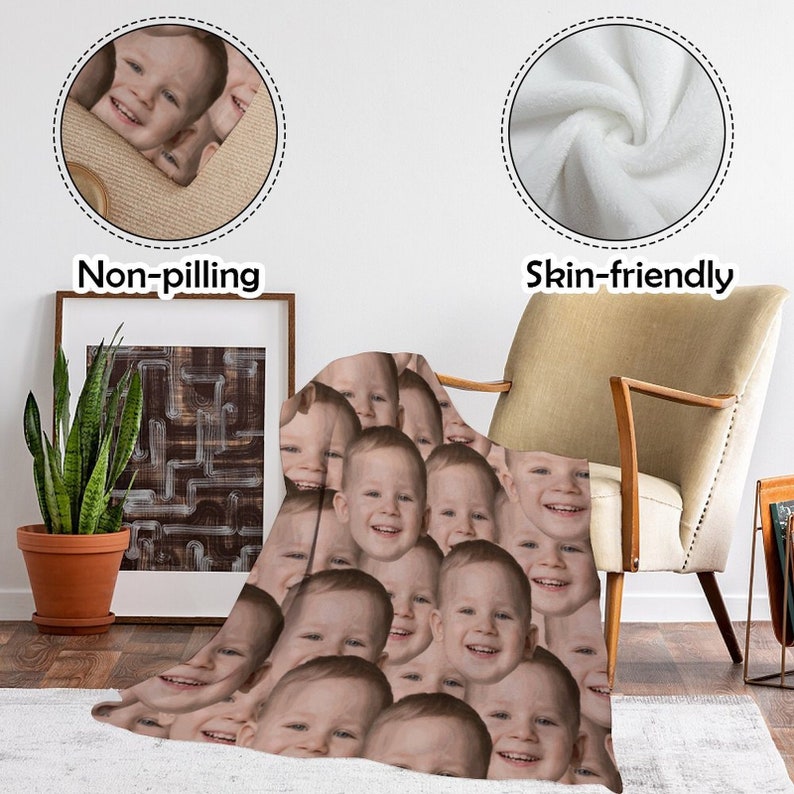 Custom Face Blanket Personalized Photo Blanket Funny Memorial Blanket ...
