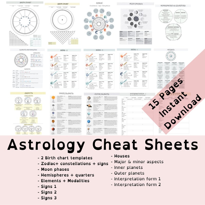 Birth Chart Cheat Sheet - Etsy