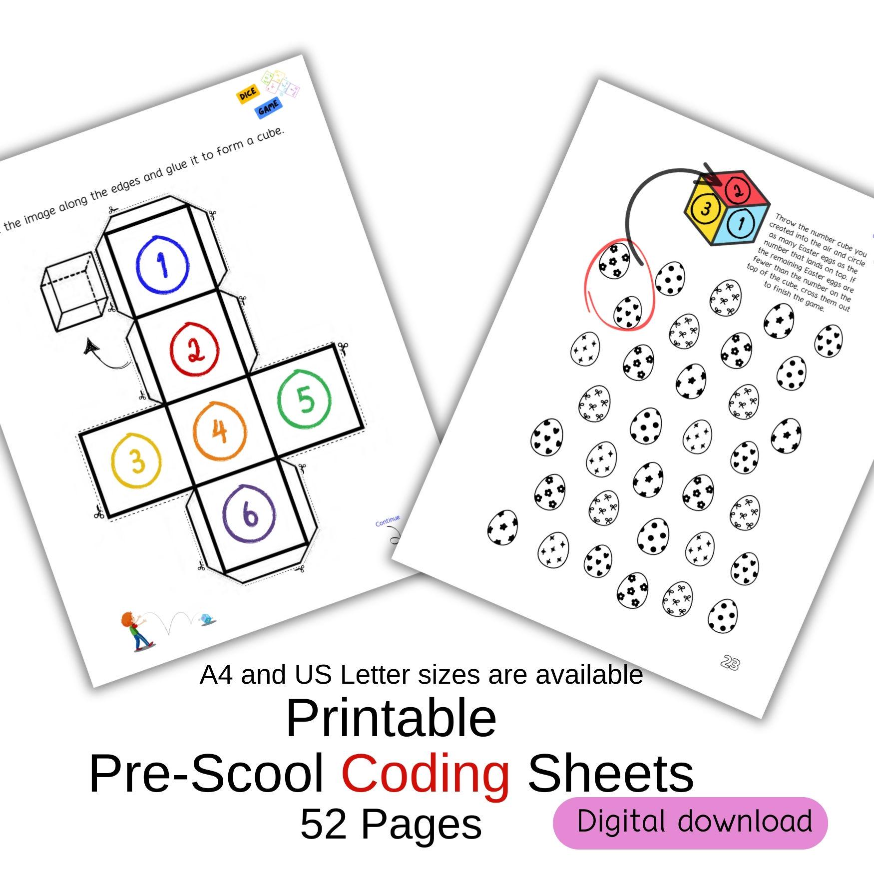 Preschool Coding Sheets: Numbers, Letters, Shapes, Scientists (digital ...