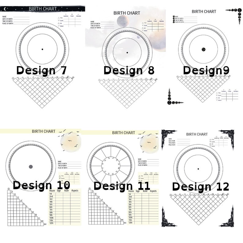 12 Printable Birth Chart Templates or Worksheets for Astrology Learners ...