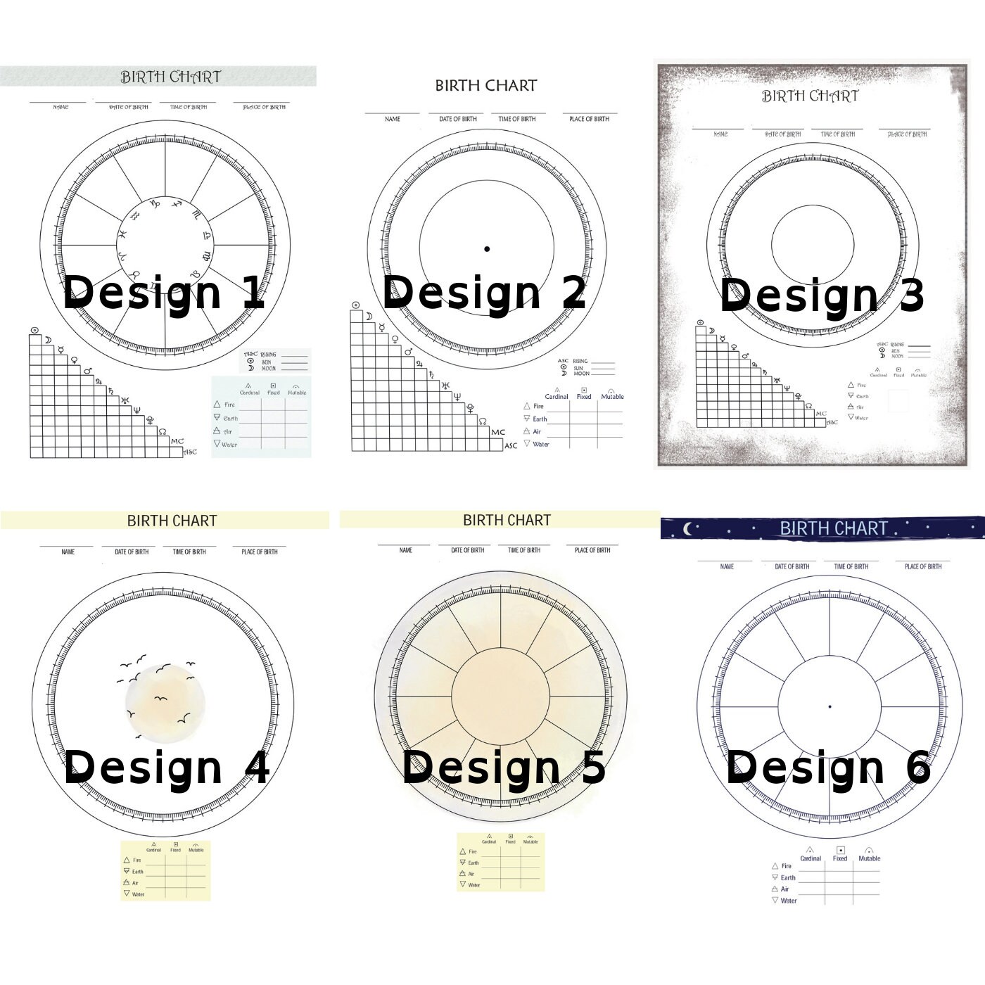 12 Printable Birth Chart Templates or Worksheets for Astrology Learners ...