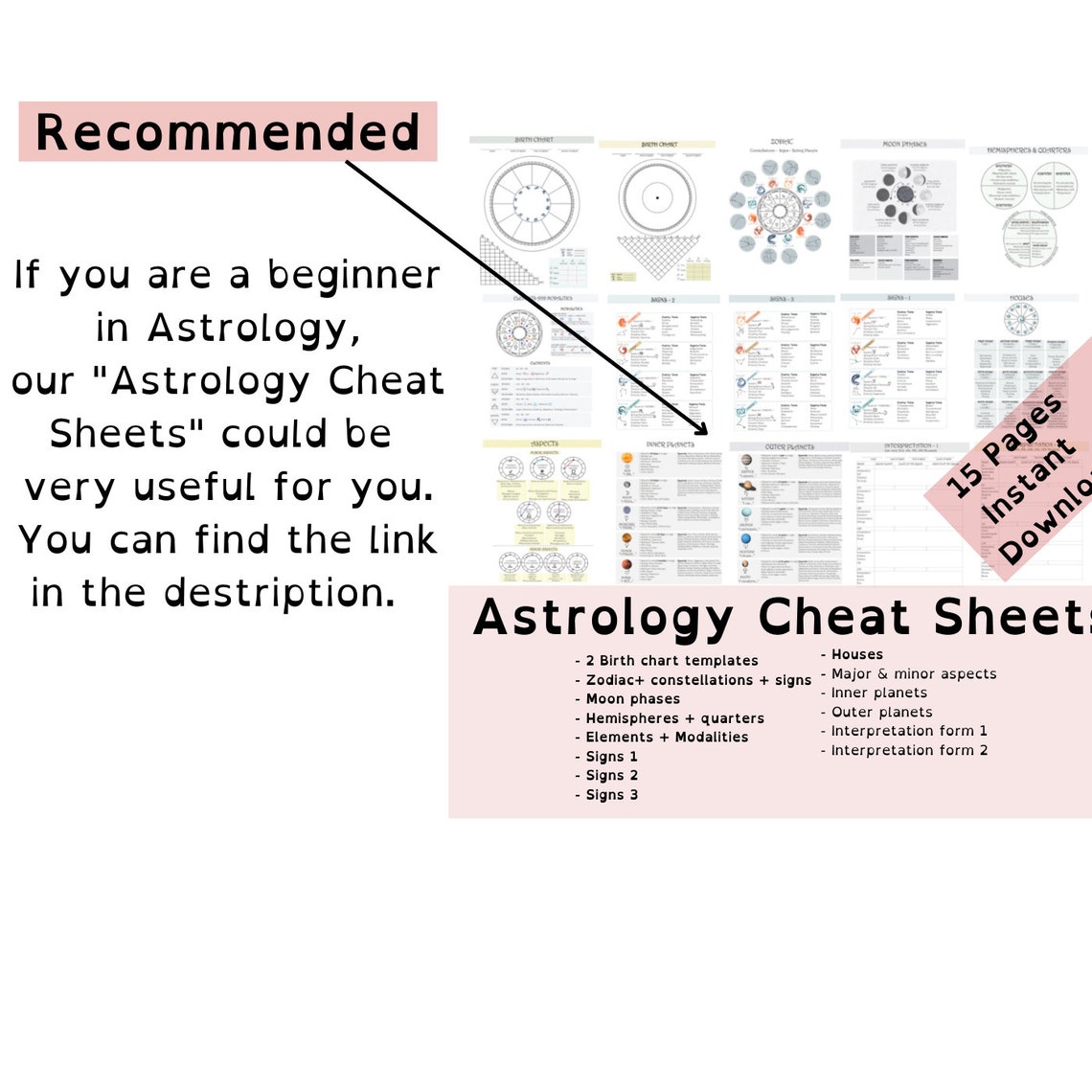 12 Printable Birth Chart Templates or Worksheets for Astrology Learners ...