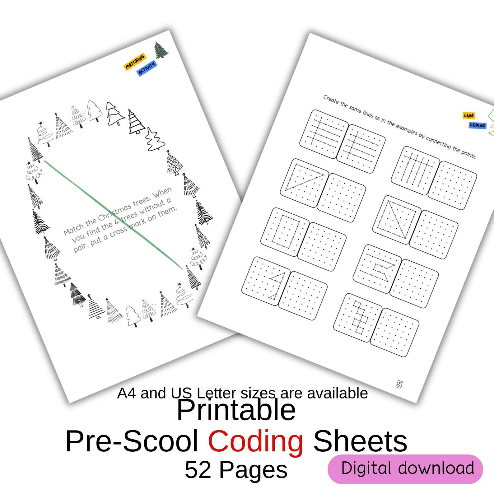 Preschool Coding Sheets: Numbers, Letters, Shapes, Scientists (digital ...