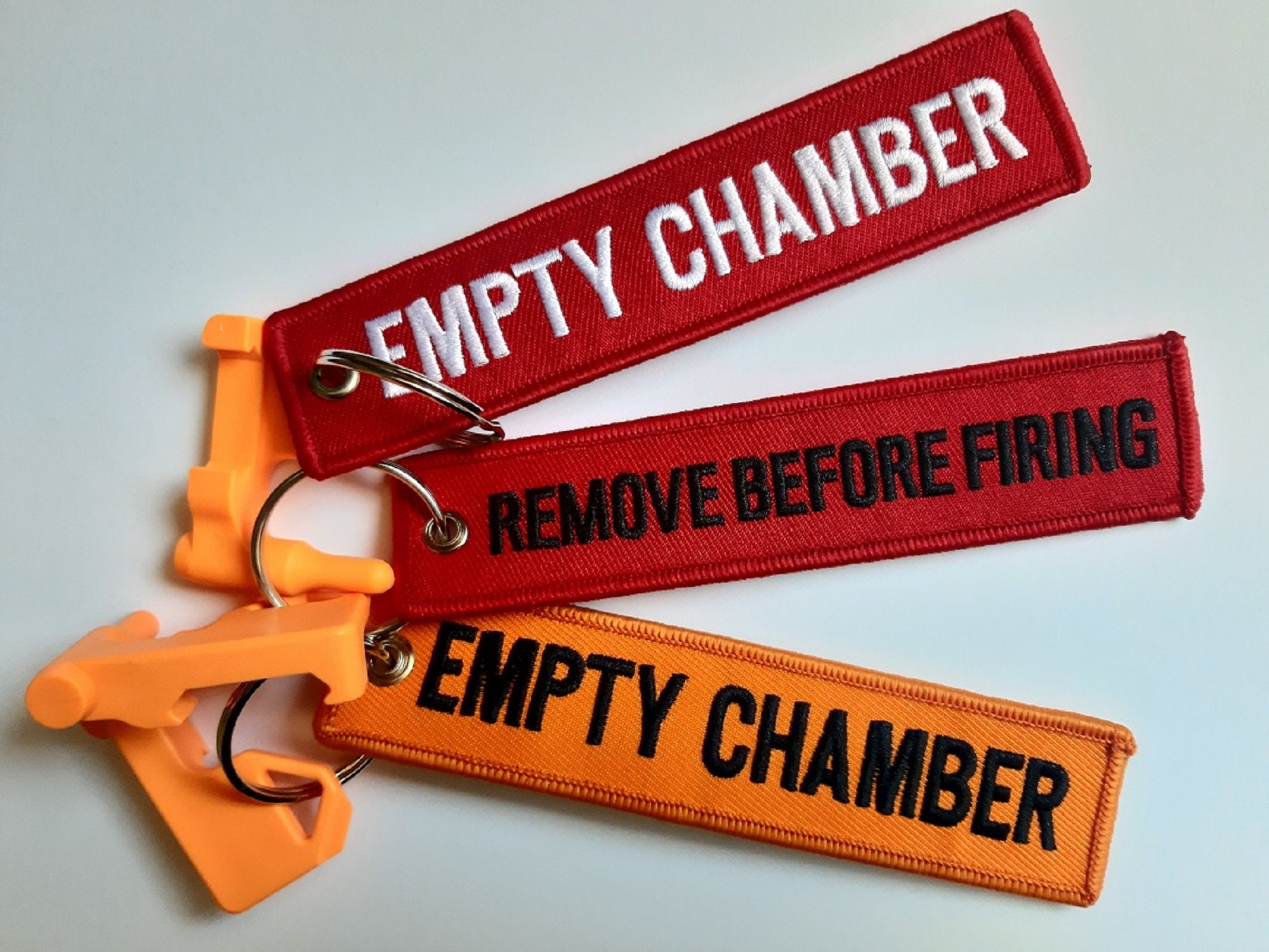 EMPTY CHAMBER / Remove Before Firing Safety Flag, Keyring - Etsy