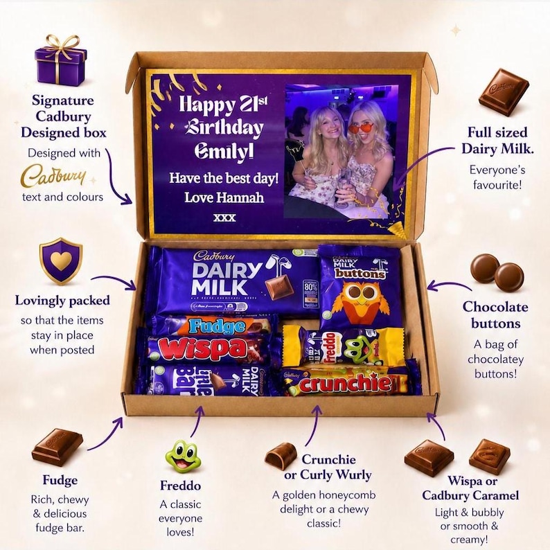 Personalised Cadbury Chocolate Postal Gift Box – Custom Photo Message ...