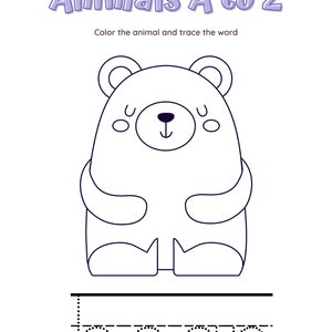 Printable & Digital Animal A-Z Coloring/tracing Pages for Kids ...