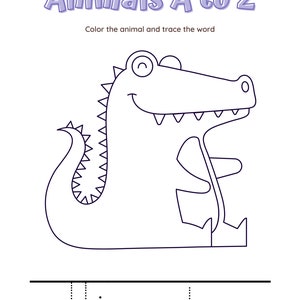 Printable & Digital Animal A-Z Coloring/tracing Pages for Kids ...