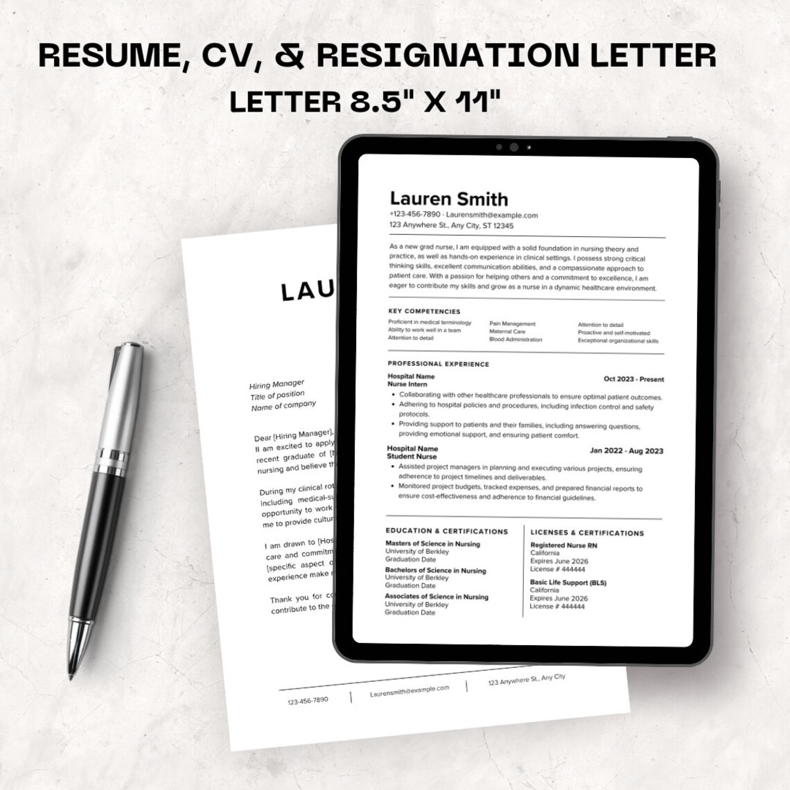 New Grad Nurse Resume Template ATS Nurse Resume Nursing - Etsy