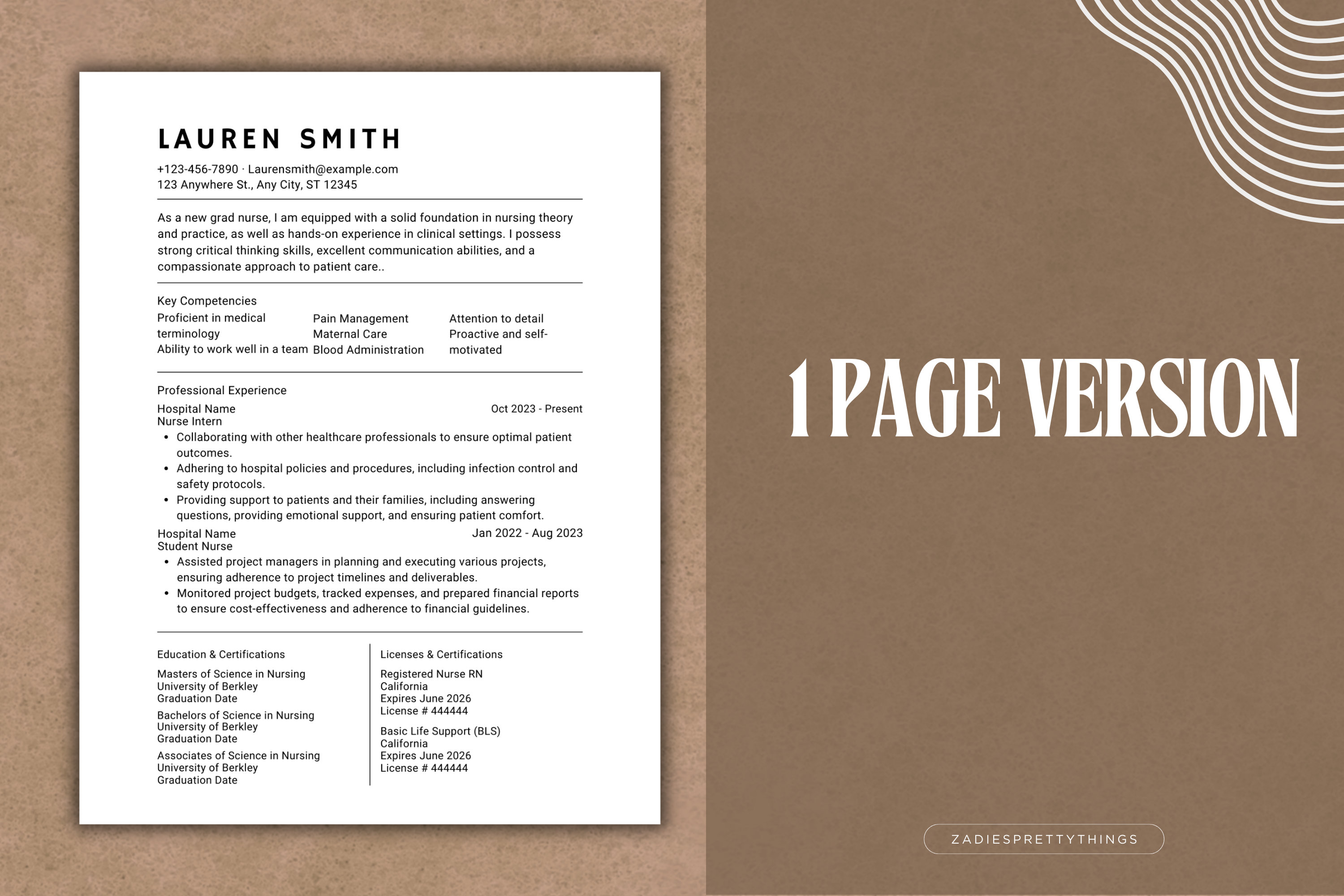 New Grad Nurse Resume Template ATS Nurse Resume Nurse Resume, Student ...