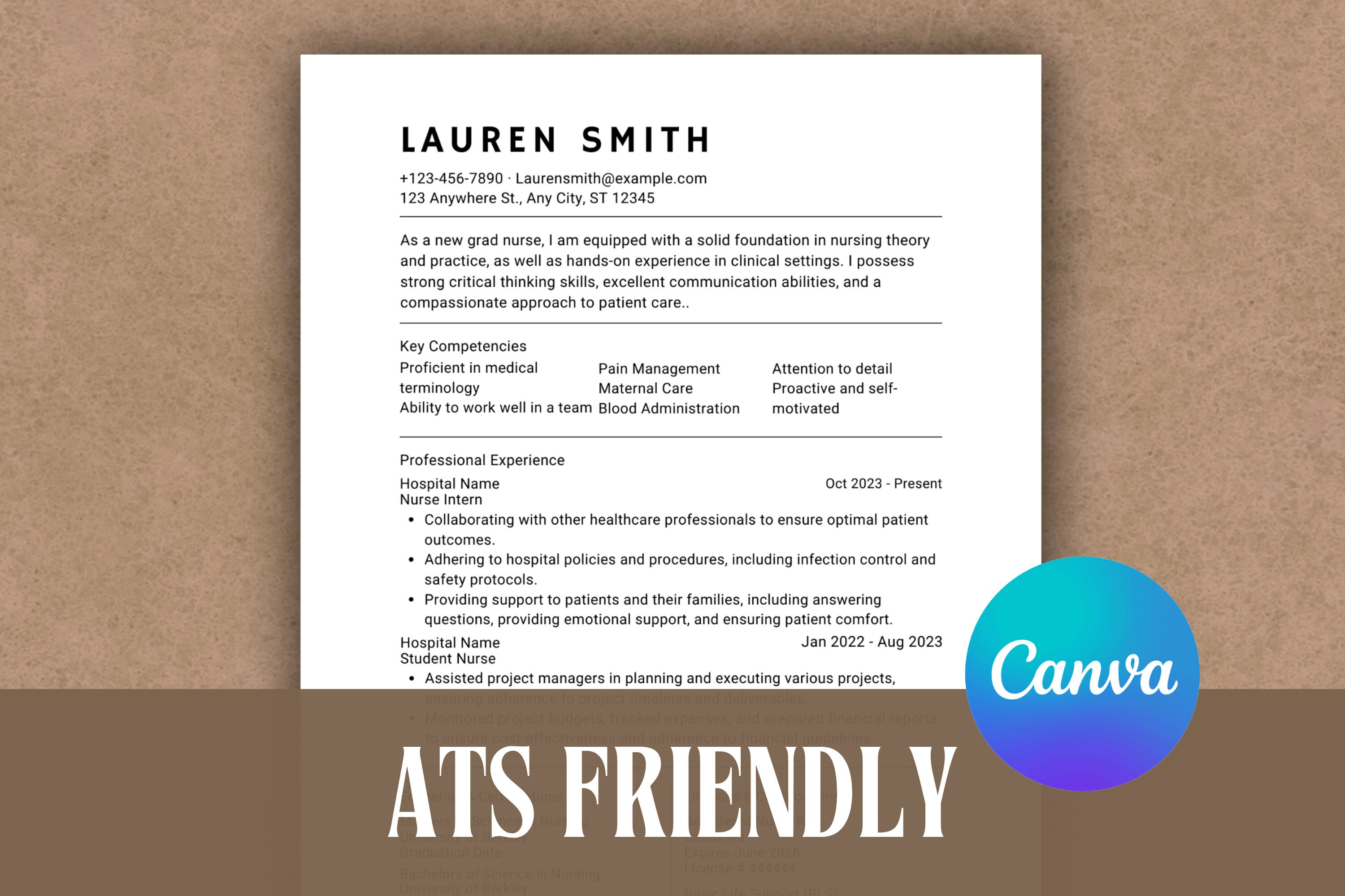 New Grad Nurse Resume Template| ATS Nurse Resume | Nurse Resume ...