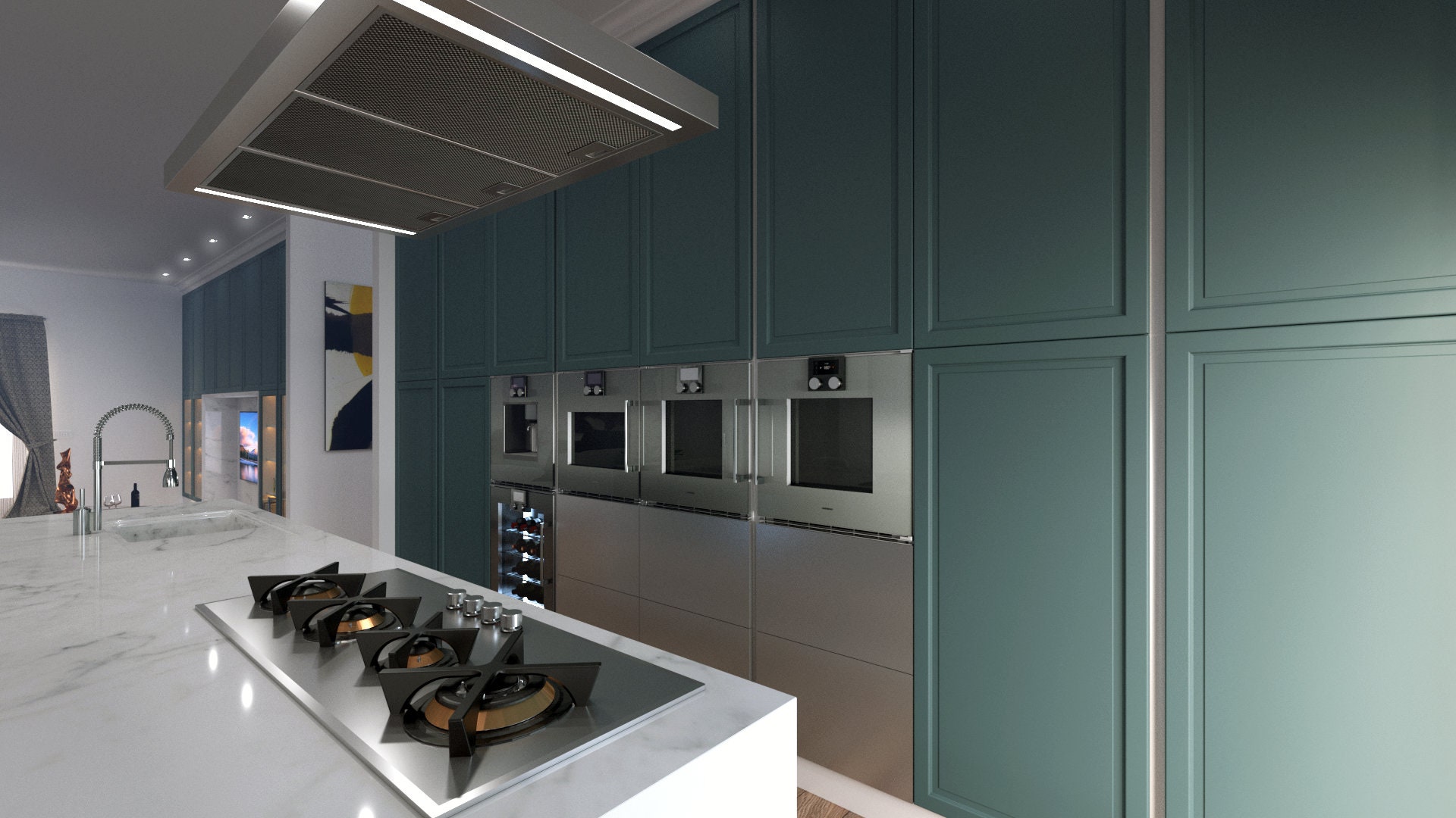 Kitchen & Living Custom Interior Design #1 - 3D Photorealistic ...