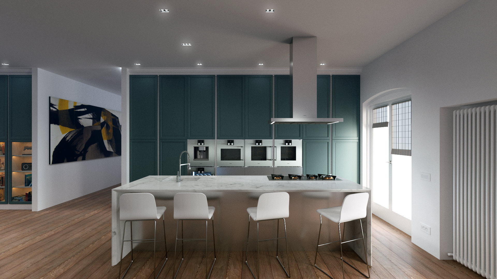 Kitchen & Living Custom Interior Design #1 - 3D Photorealistic ...