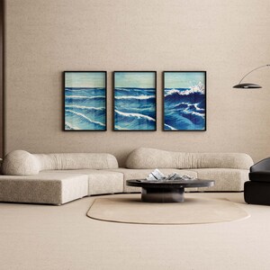 3-piece Ocean Waves by Uehara Konen Premium Wall Art Poster Set · Ready ...