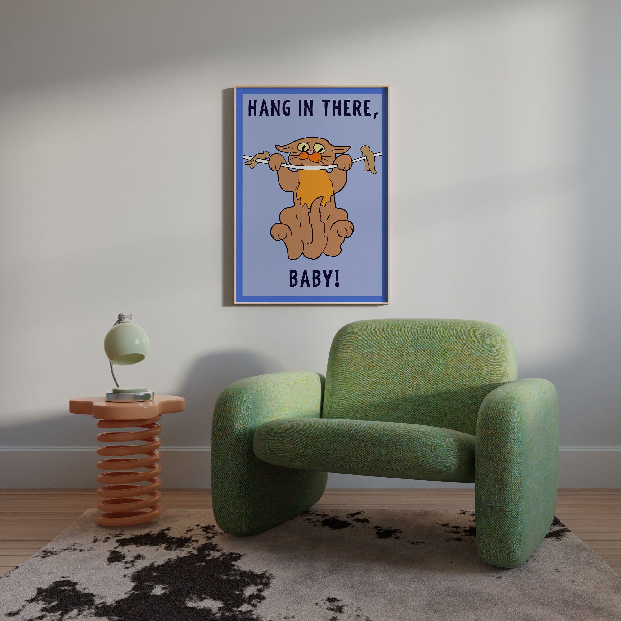 Hang in There, Baby! Cat Poster From the Simpsons Premium Wall Art ...