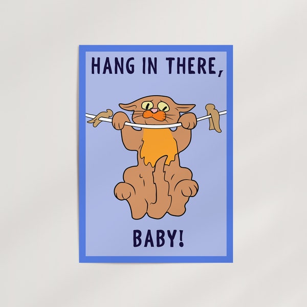 Cat Poster Hang in There - Etsy
