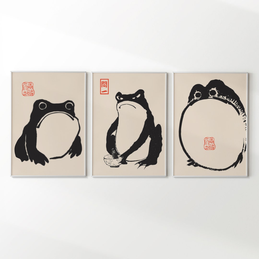 3-piece Set of Frogs by Matsumoto Hoji 1814 Premium Wall Art - Etsy ...