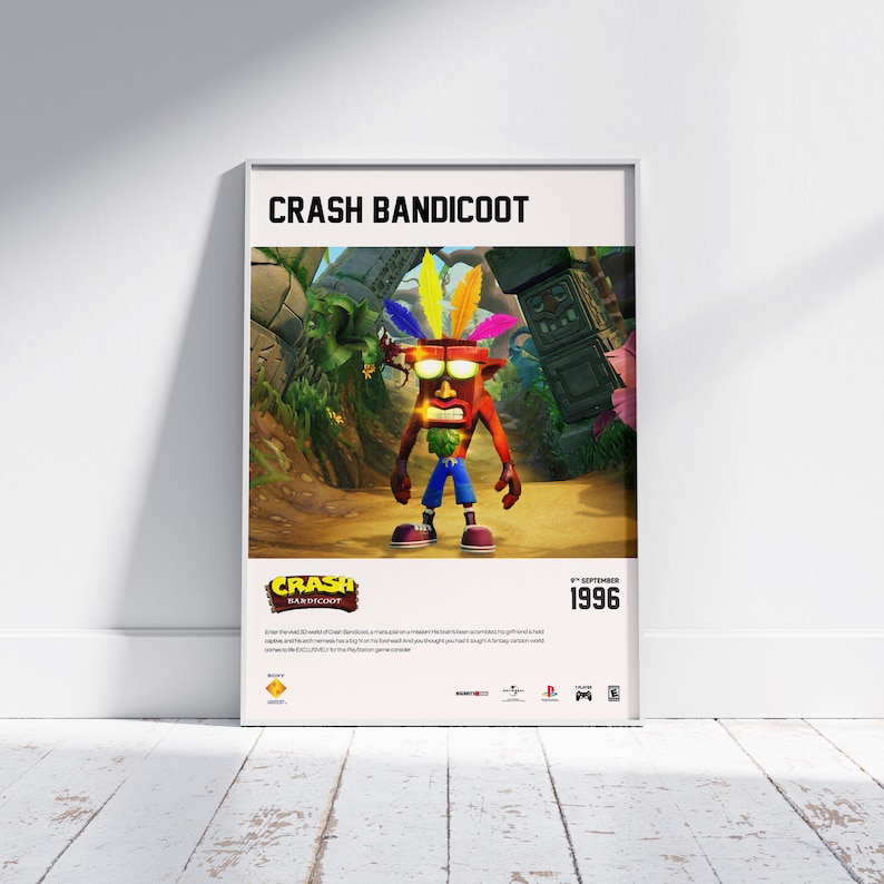 Crash Bandicoot 1996 for Playstation Premium Wall Art Poster - Etsy
