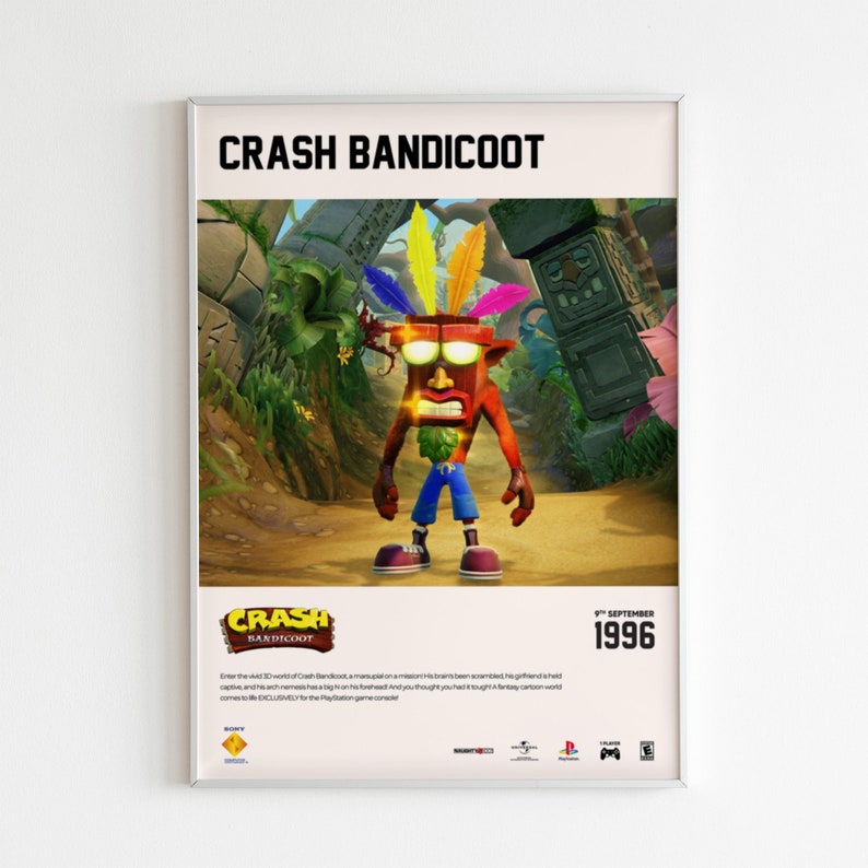 Crash Bandicoot 1996 for Playstation Premium Wall Art Poster - Etsy