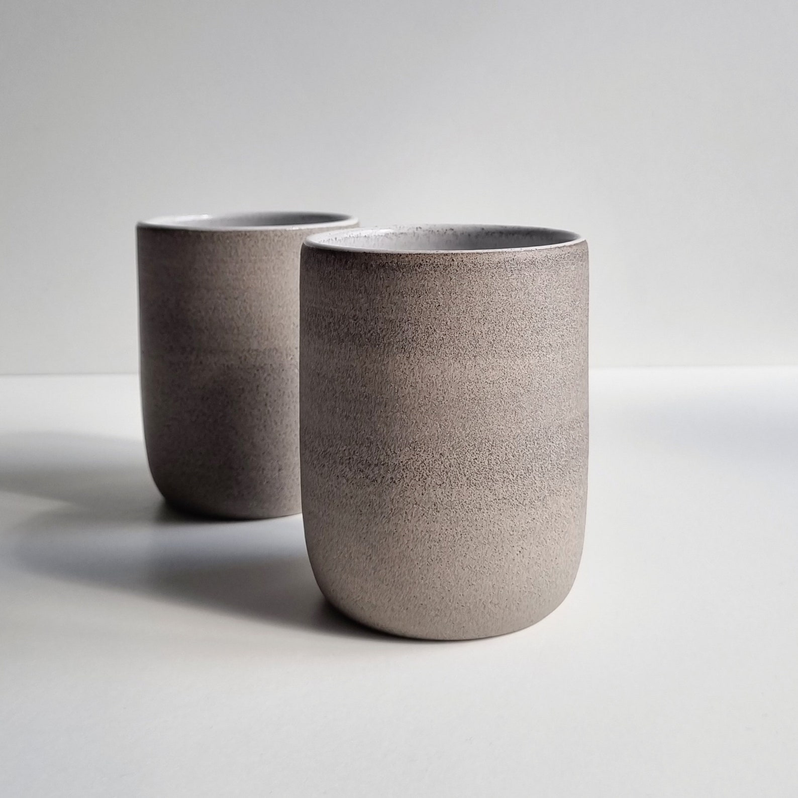 Ceramic Handleless Mug 13oz, Minimalist Mug No Handle 400ml, Grey White ...