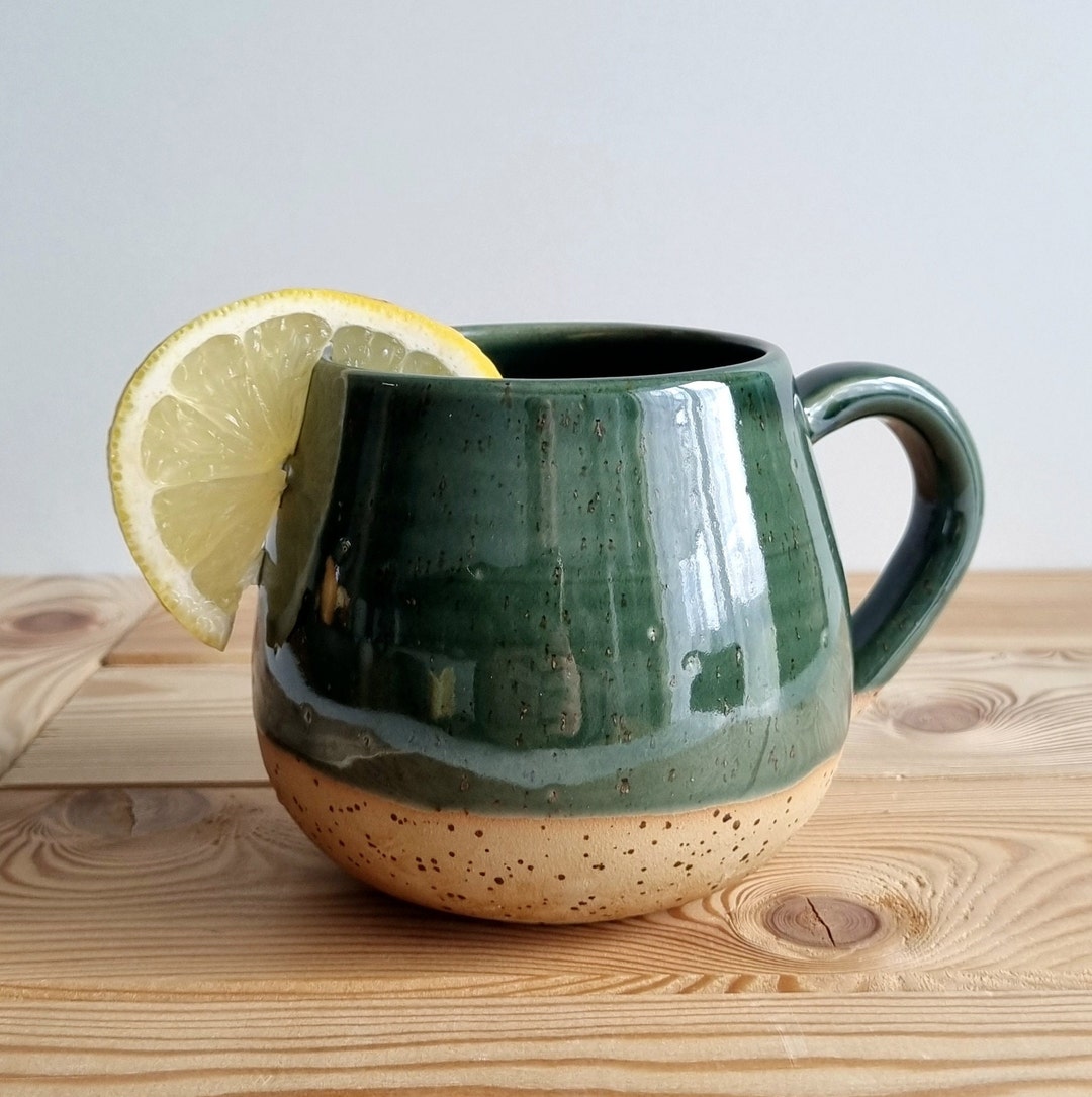 20oz / 600ml Stoneware Mug, Extra Large Ceramic Mug, Green Ceramic Mug ...