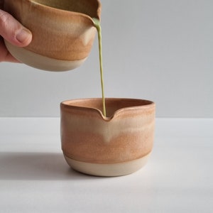Matcha Bowl With Spout, Chawan 10 Oz, Matte Beige Tea Cup, Ceramic ...