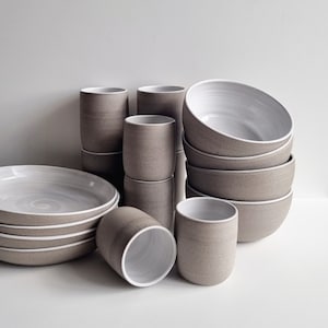 Ceramic Handleless Mug 13oz, Minimalist Mug No Handle 400ml, Grey White ...