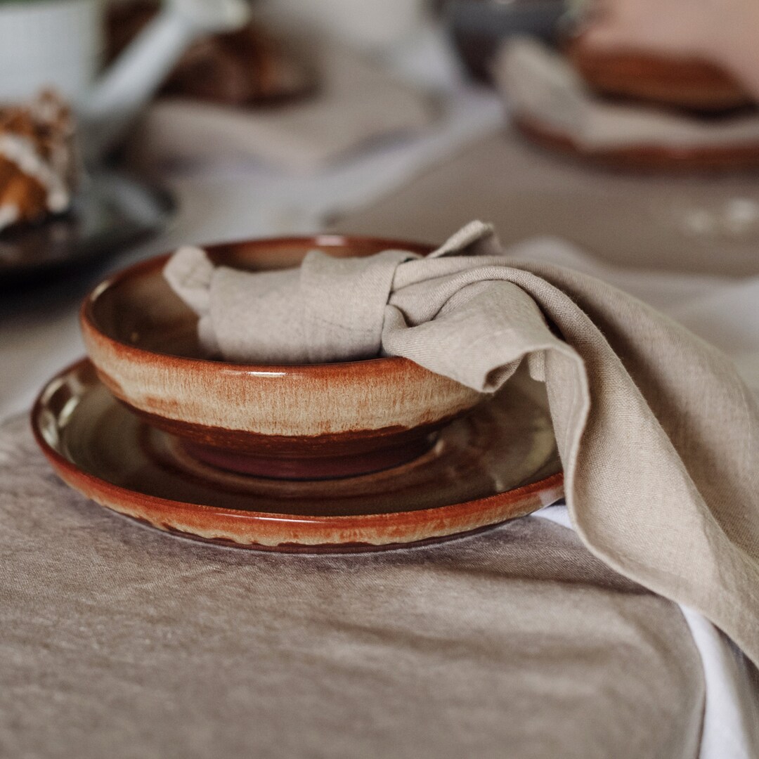 Vintage Style Dinner Plate, Boho Dinnerware, Handmade Stoneware Plate ...