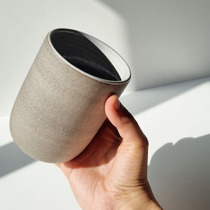 Ceramic Handleless Mug 13oz, Minimalist Mug No Handle 400ml, Grey White ...