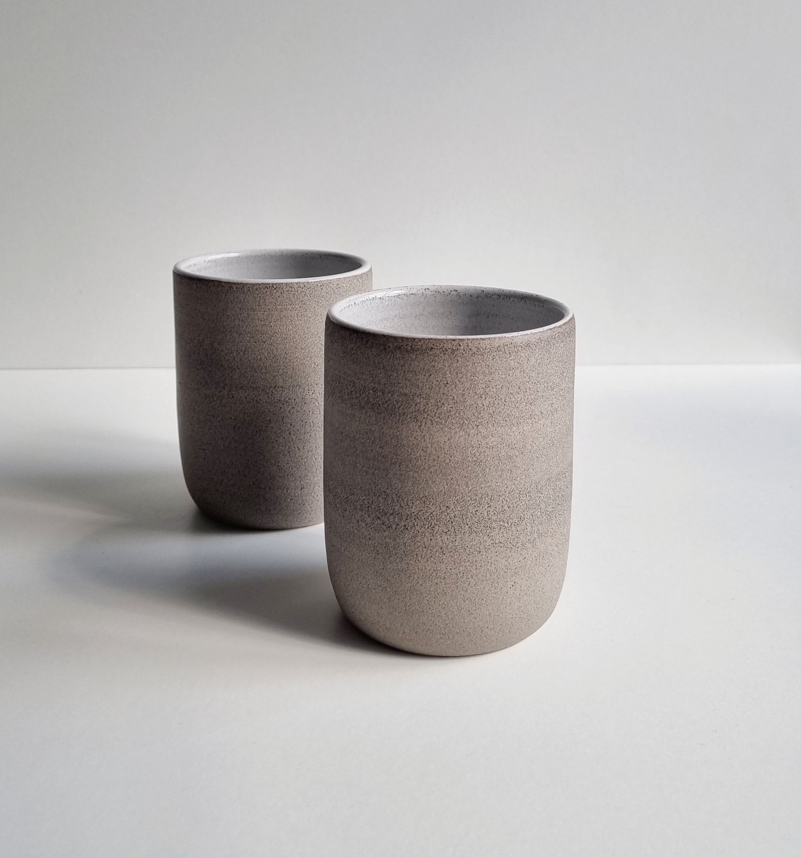 Ceramic Handleless Mug 13oz, Minimalist Mug No Handle 400ml, Grey White ...