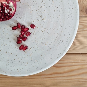White Cake Stand, Handmade Cake Platter, Speckled Serving Plate ...